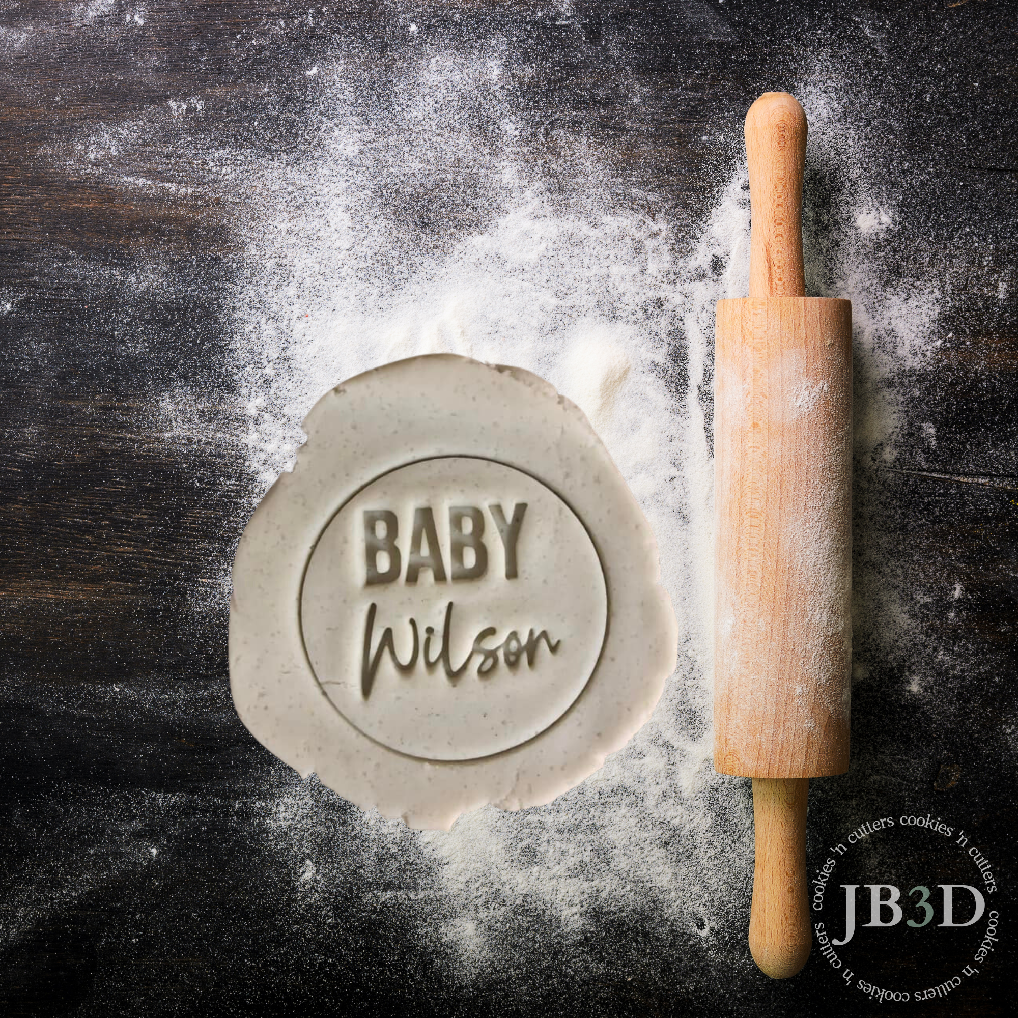 BABY Wilson - 70mm round stamp – jb3dcookiecutters