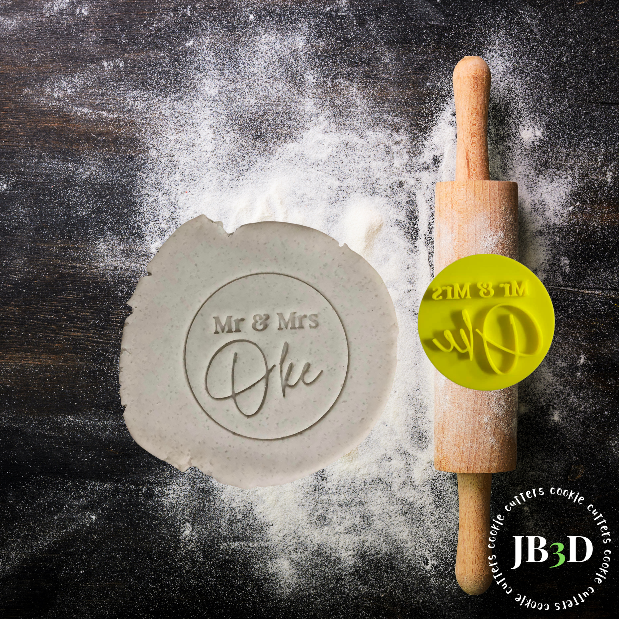 Mr & Mrs CUSTOM 70mm Stamp – jb3dcookiecutters