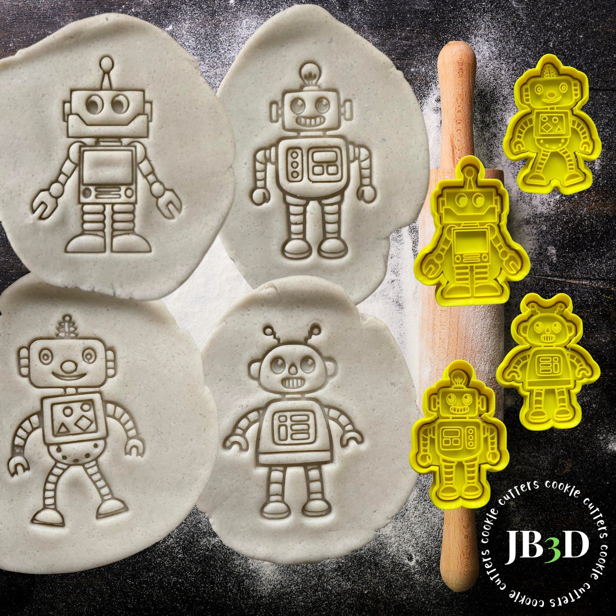 ROBOTS Cookie Cutter and Embosser Stamps – jb3dcookiecutters